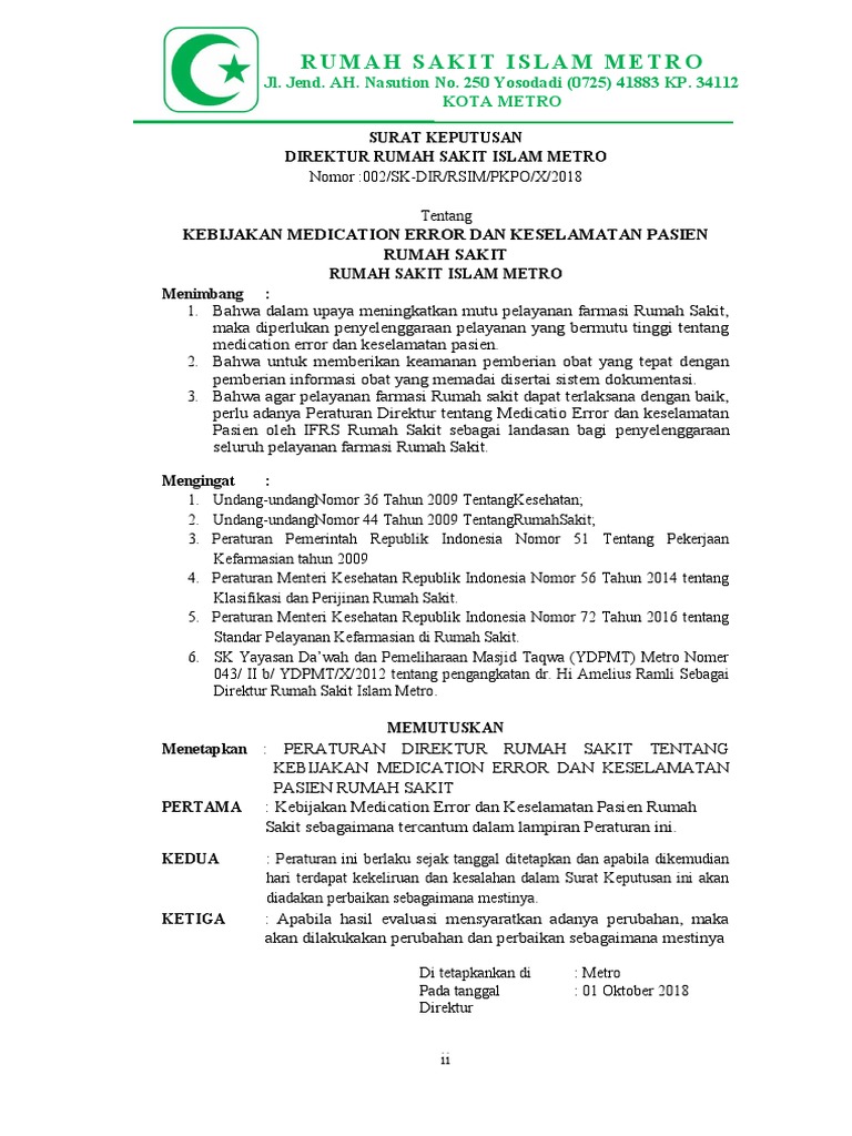 SK Medication Error Dan Keselamatan Pasien | PDF