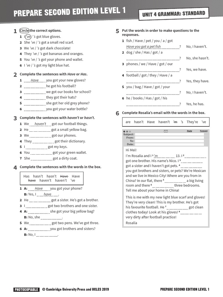 Prepare Second Edition Level 1: Unit 4 Grammar: Standard | PDF | Clothing
