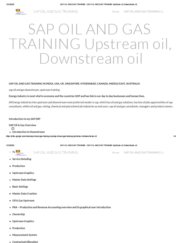 Sap Oil and Gas Training - Sap Oil and Gas Training Upstream Oil ...