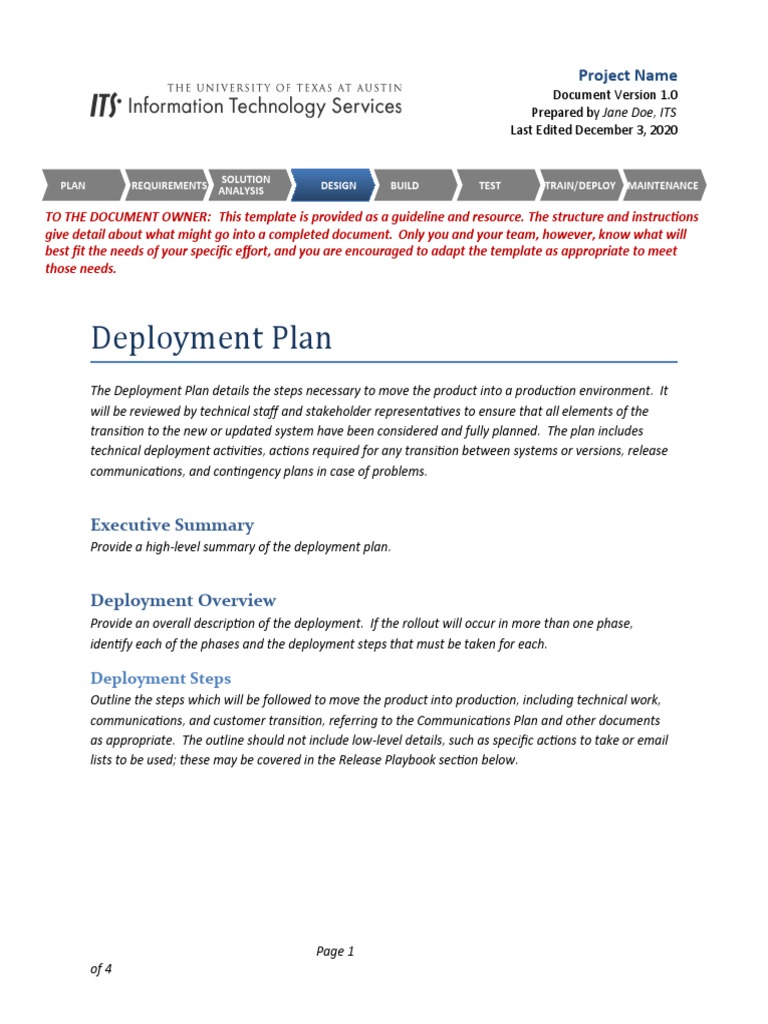 Deployment Plan: Executive Summary | PDF | Business Process | System
