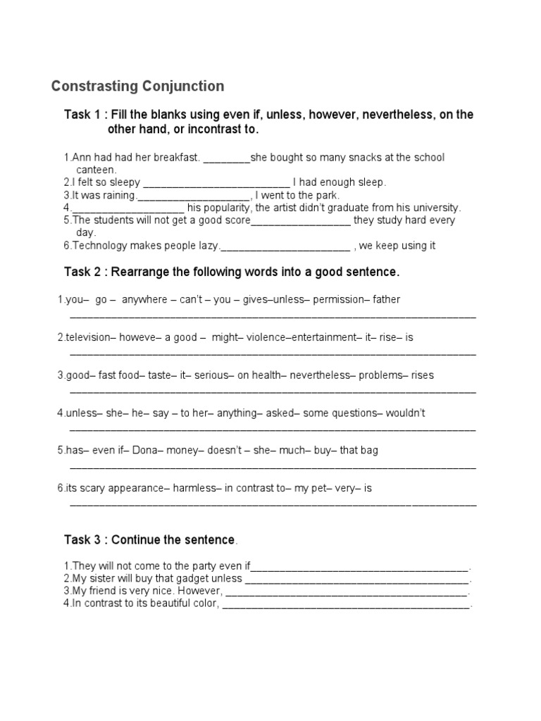 Review Contrasting Conjunction | PDF | Career & Growth