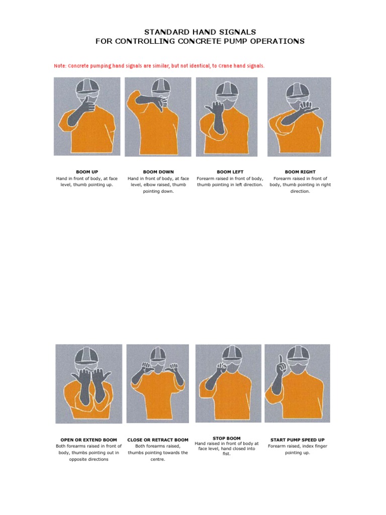 Concrete Pump Hand Signals Guide | PDF