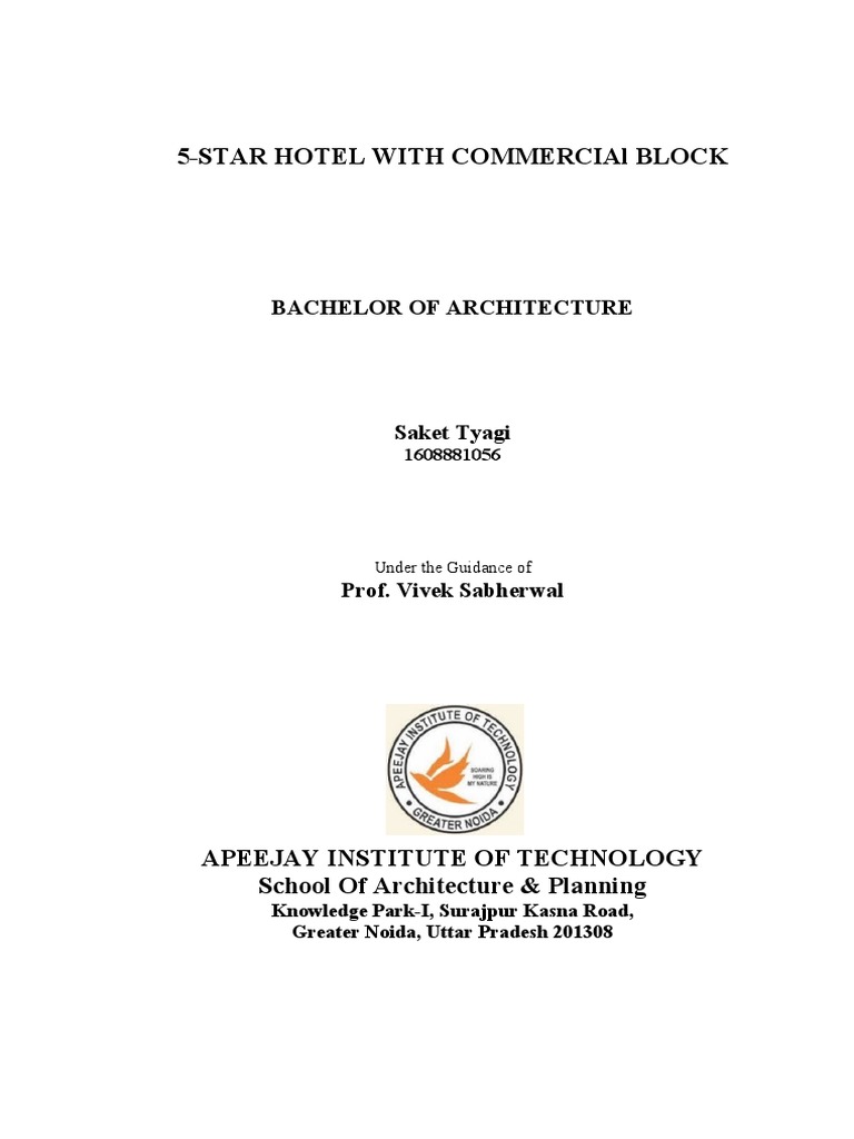 5-Star Hotel With Commercial Block: Bachelor of Architecture | PDF ...