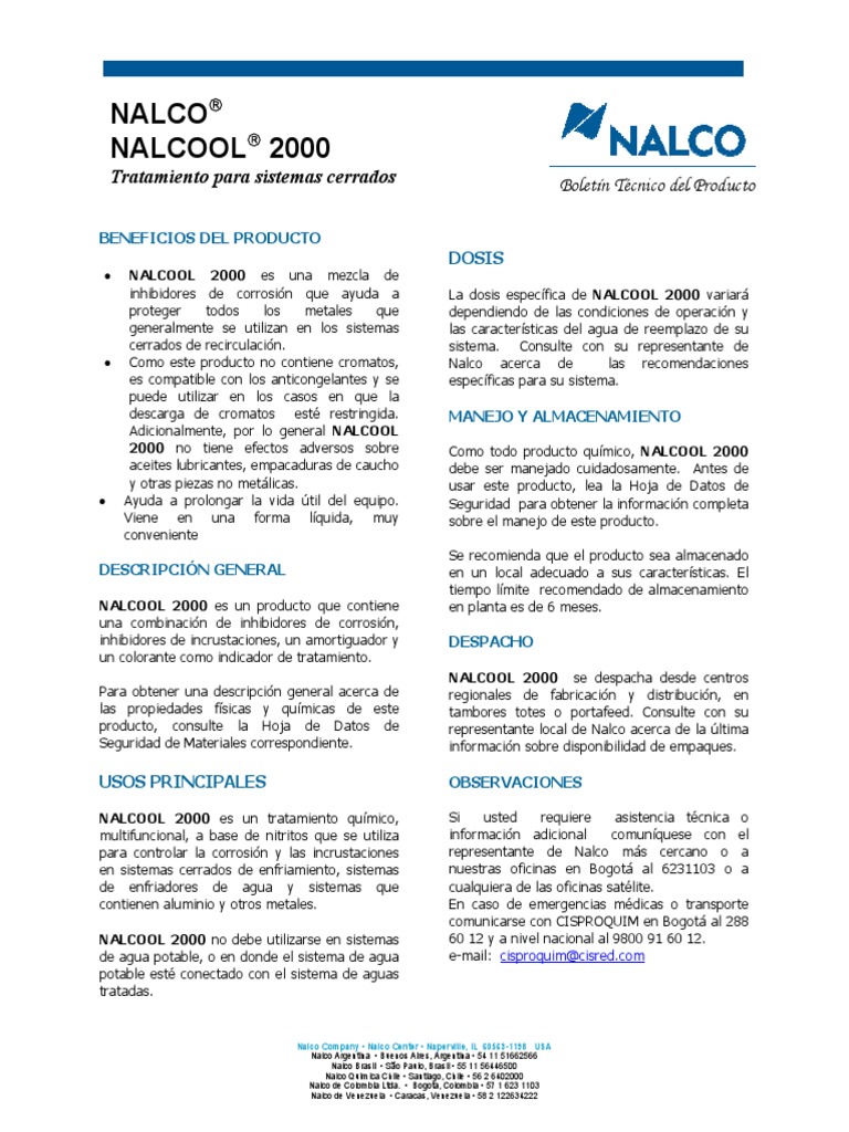 Nalcool 2000 | PDF | Corrosión | Agua