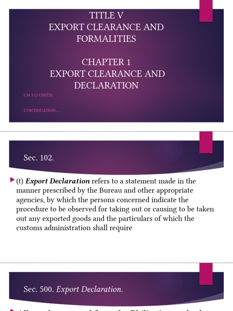 Export Declaration Procedures in the Philippines | PDF