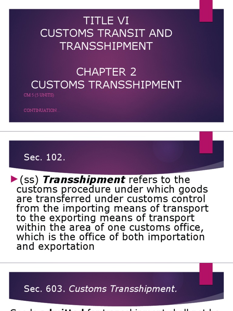 Customs Transit and Transshipment Guide | PDF | Finance & Money ...