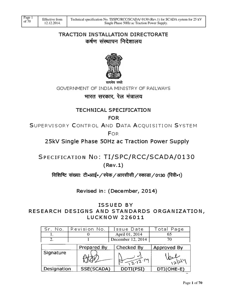 25 KV Traction SCADA SPECIFICATION No. TISPCRCCSCADA0130 (Rev-1) 1 ...