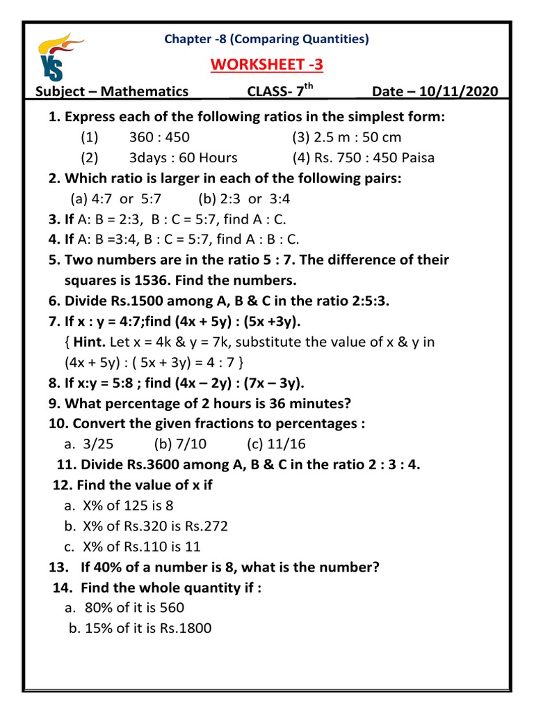7th MATH Worksheet-1021110202014500 | PDF