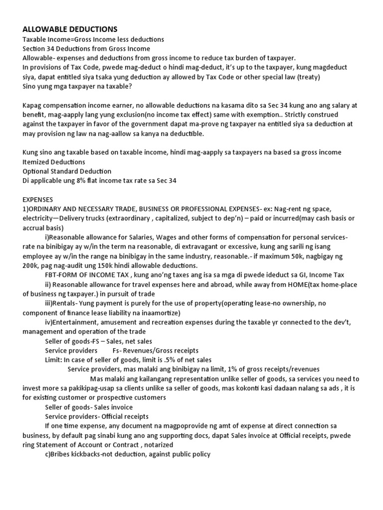 Allowable Deductions | PDF | Tax Deduction | Gross Income