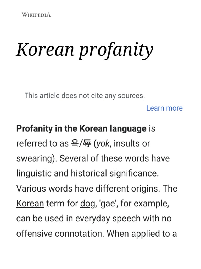 Korean Profanity - Wikipedia | PDF | Profanity | Human Communication