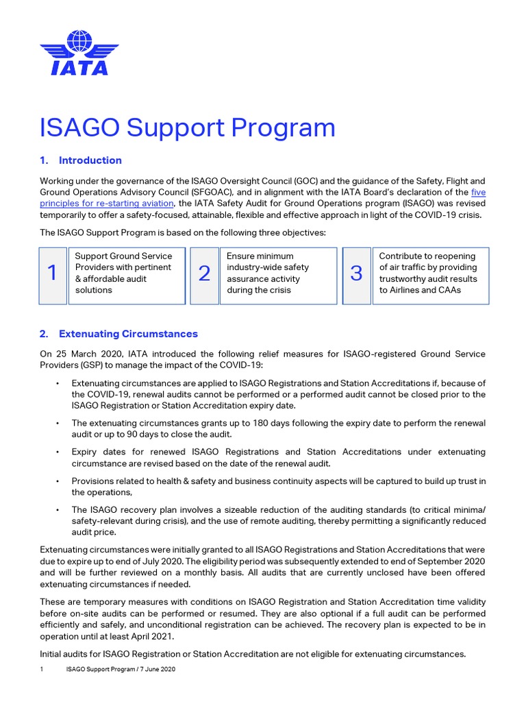 ISAGO Support Program: Five Principles For Re-Starting Aviation | PDF ...