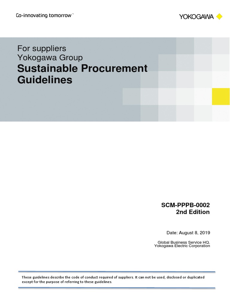 Sustainable Procurement Guidelines: For Suppliers Yokogawa Group | PDF ...