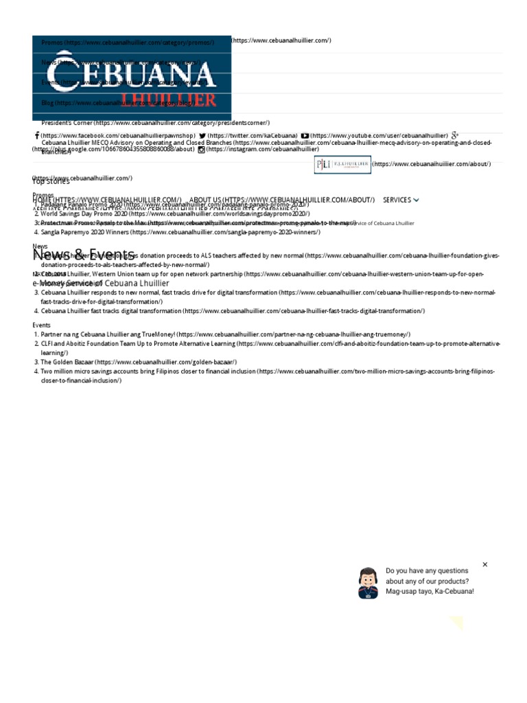 E-Money Service of Cebuana Lhuillier - Cebuana Lhuillier Pawnshop | PDF