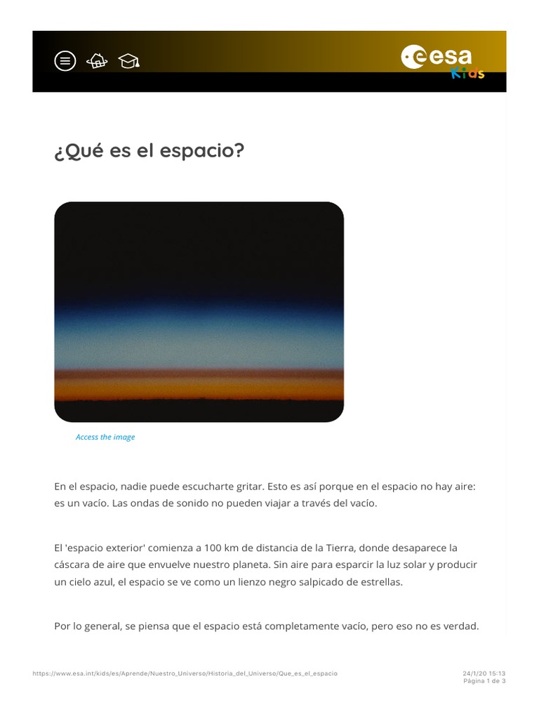 ESA - Space For Kids - Qué Es El Espacio PDF | PDF | Ciencias sociales