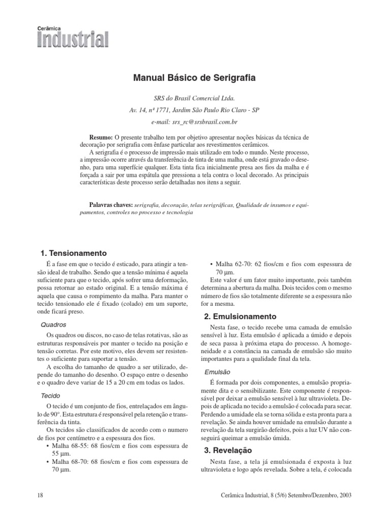 Manual de Serigrafia | PDF | Tinta | Tela de pintura