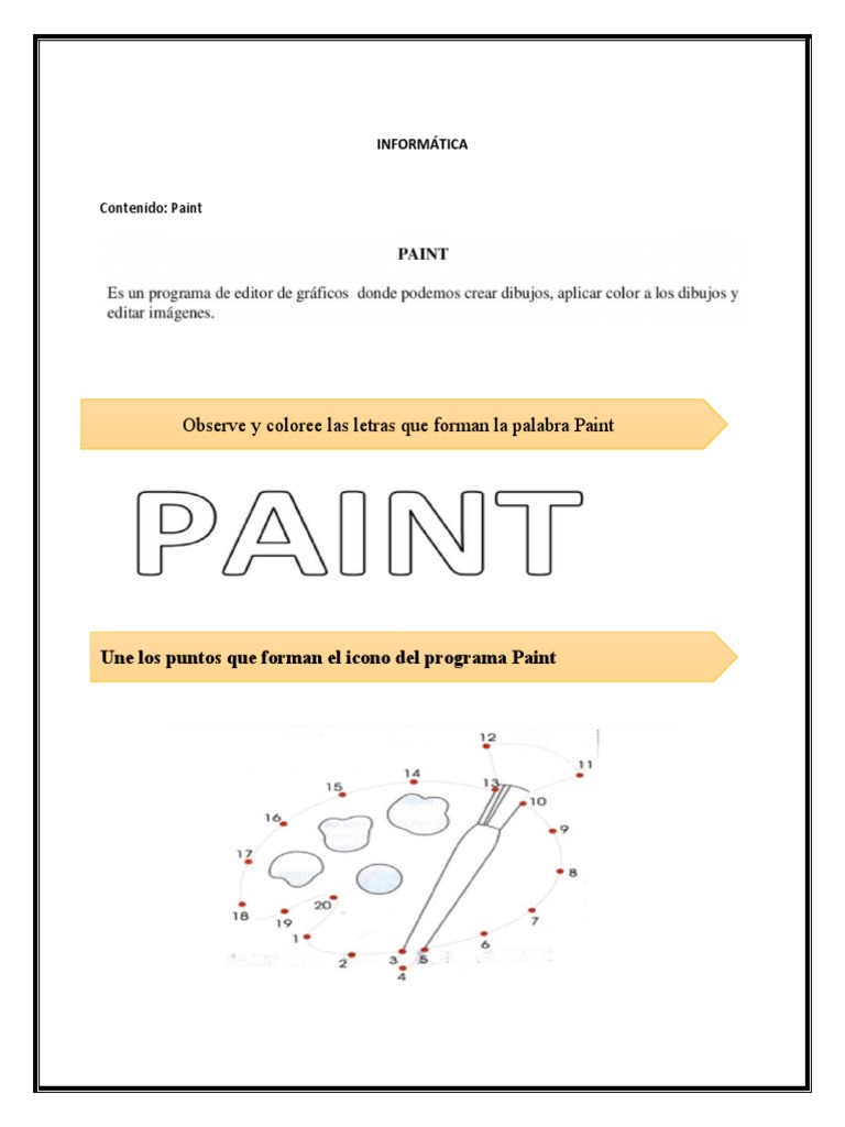 Actividades de Colorear y Unir en Paint | PDF