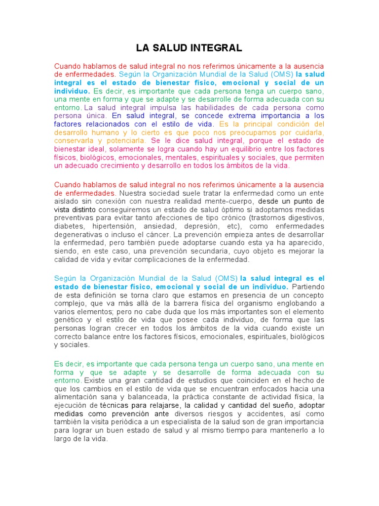 La Salud Integral | PDF