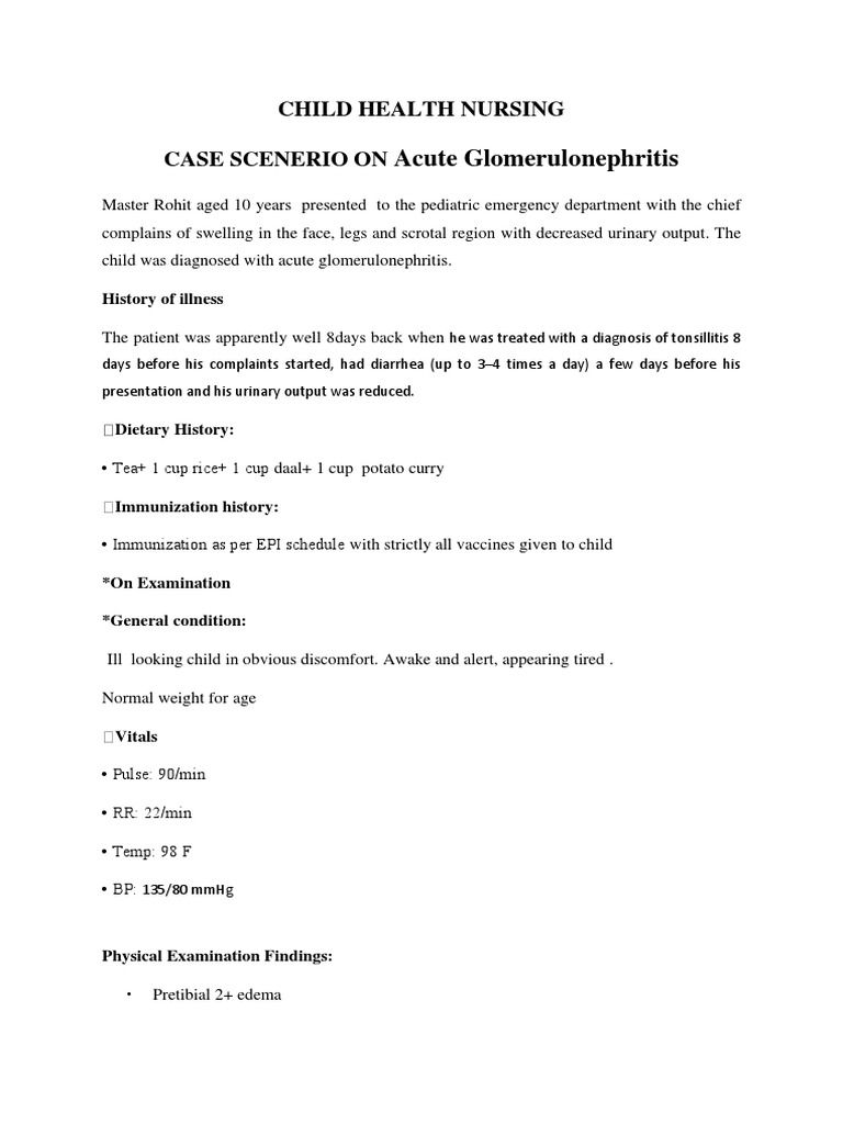 Case Scenerio Glomerulonephritis | PDF | Red Blood Cell | Clinical Medicine
