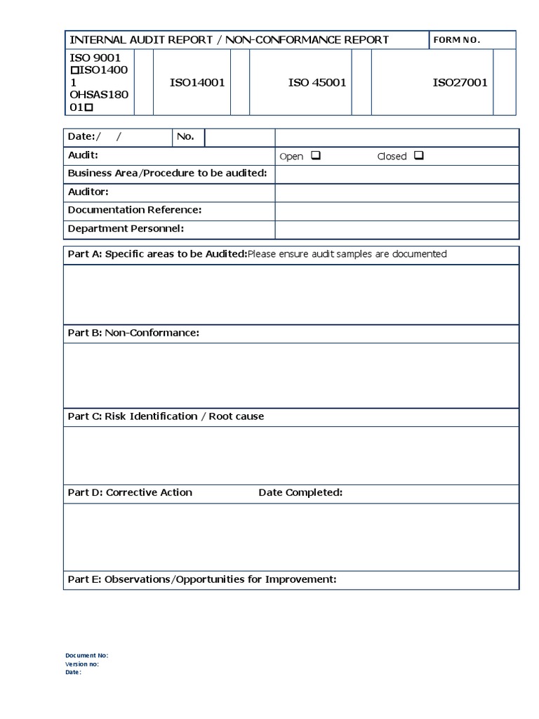 Clause 9.2.2 - Internal Audit Report or NC Report | PDF