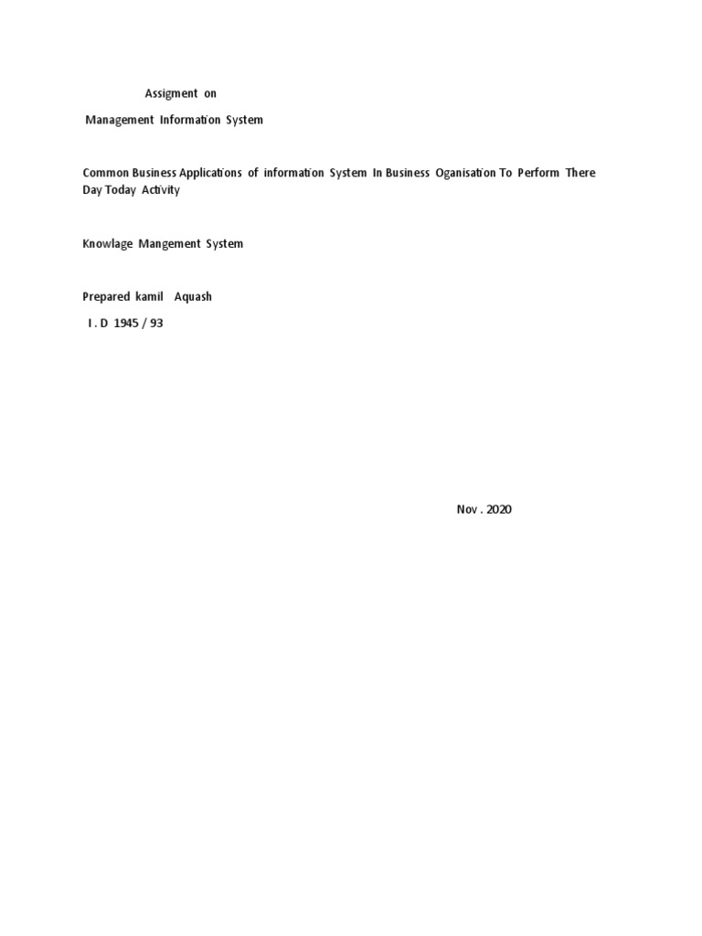 Assigment On Management Information System | PDF | Information System ...