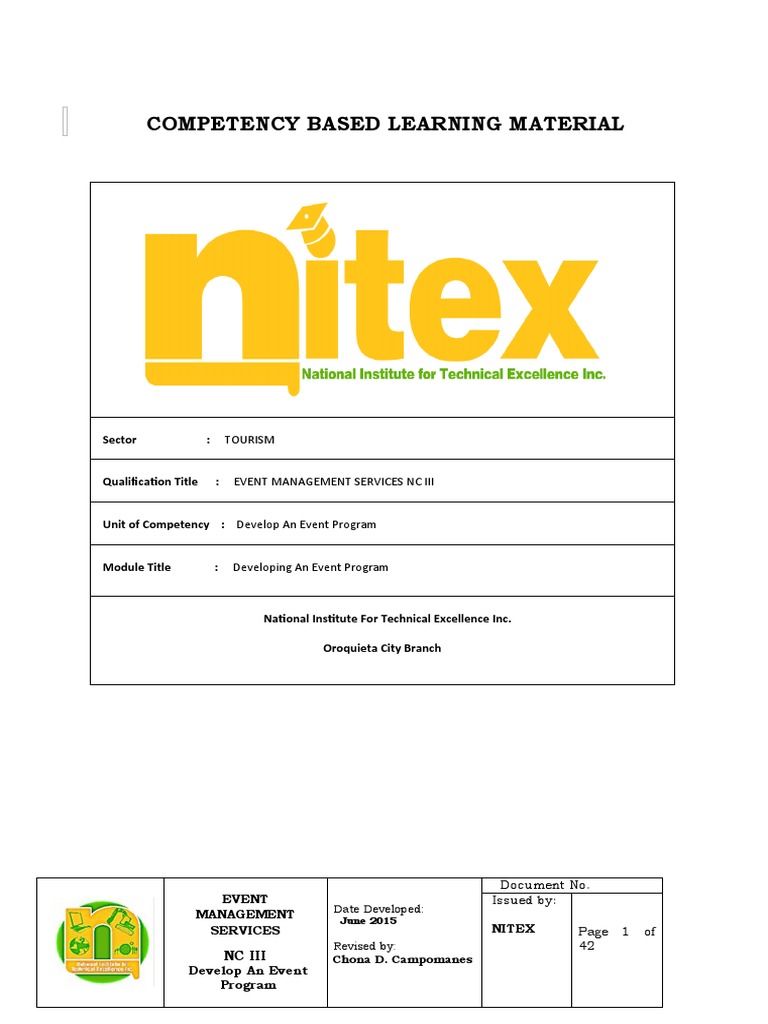 Competency Based Learning Material: NC Iii | PDF | Lecture | Competence ...