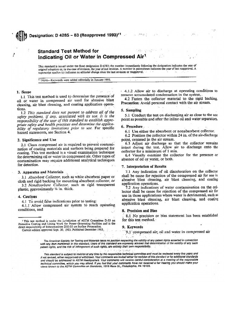 Astm-D4285 PDF | PDF