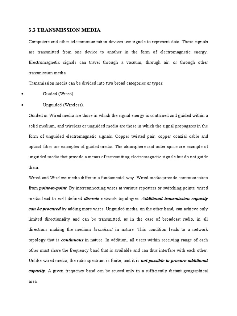 Notes Transmission Media Pdf Transmission Medium Radio