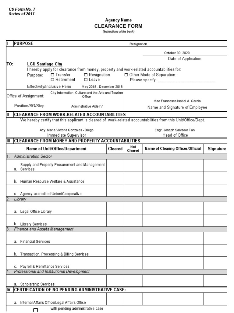 CS Form No. 7 Clearance Form | PDF | Justice | Crime & Violence