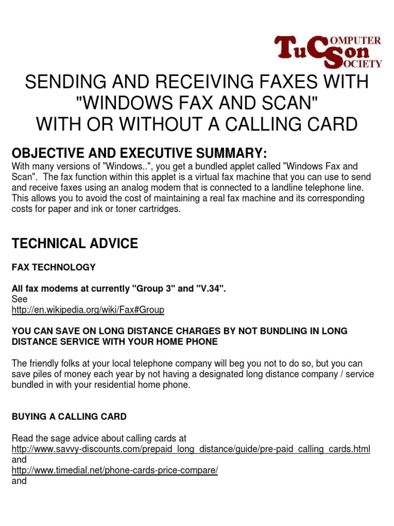 Sending and Receiving Faxes With "Windows Fax and Scan" With or Without ...