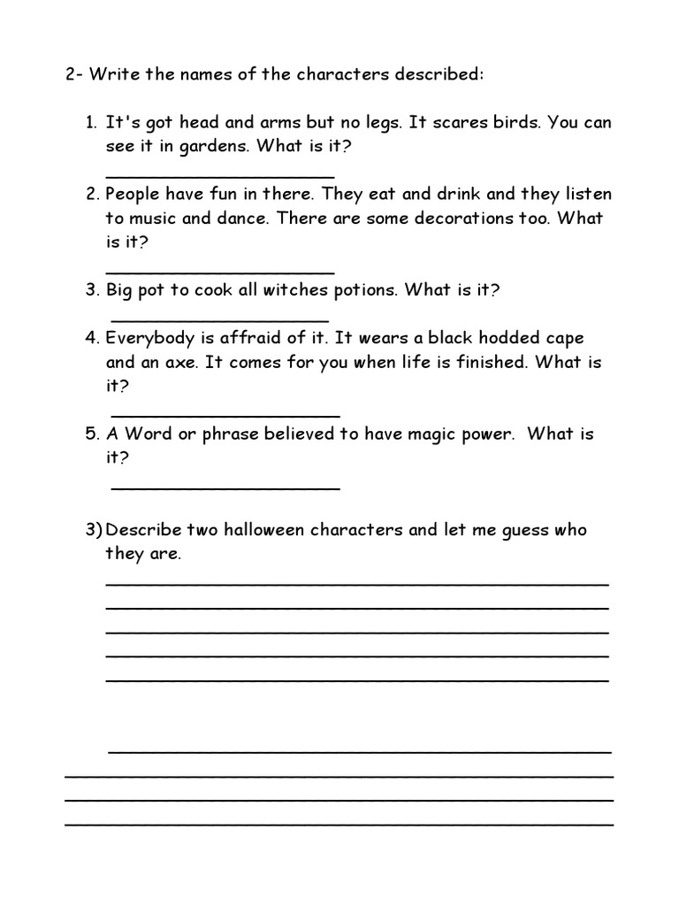 Halloween Character Riddles and Descriptions | PDF