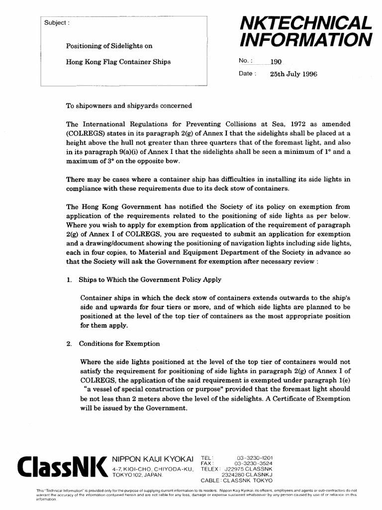 Sidelight Positioning Guidelines for Ships | PDF | Ships | Water Transport
