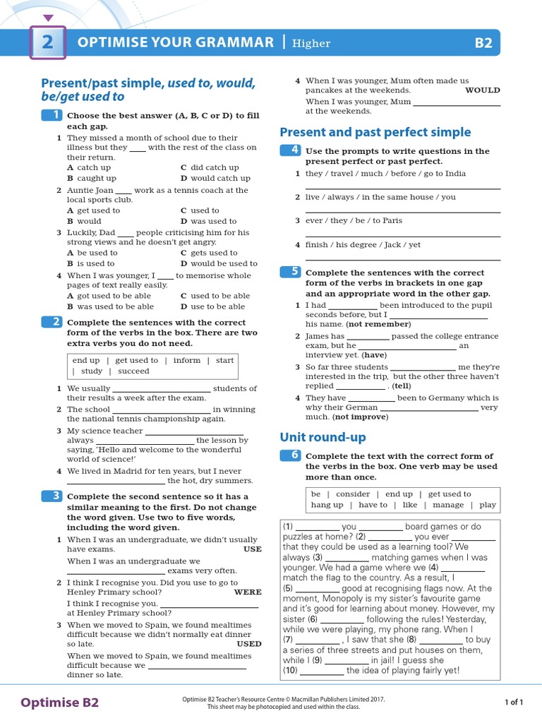 OPT B2 U02 Grammar Higher | PDF | Behavior Modification | Learning