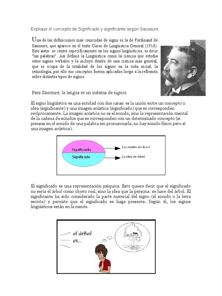 Concepto de Significado y Significante Segùn Saussure | PDF