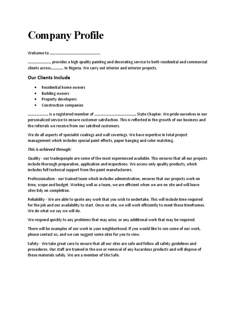 Painting Company Profile | PDF