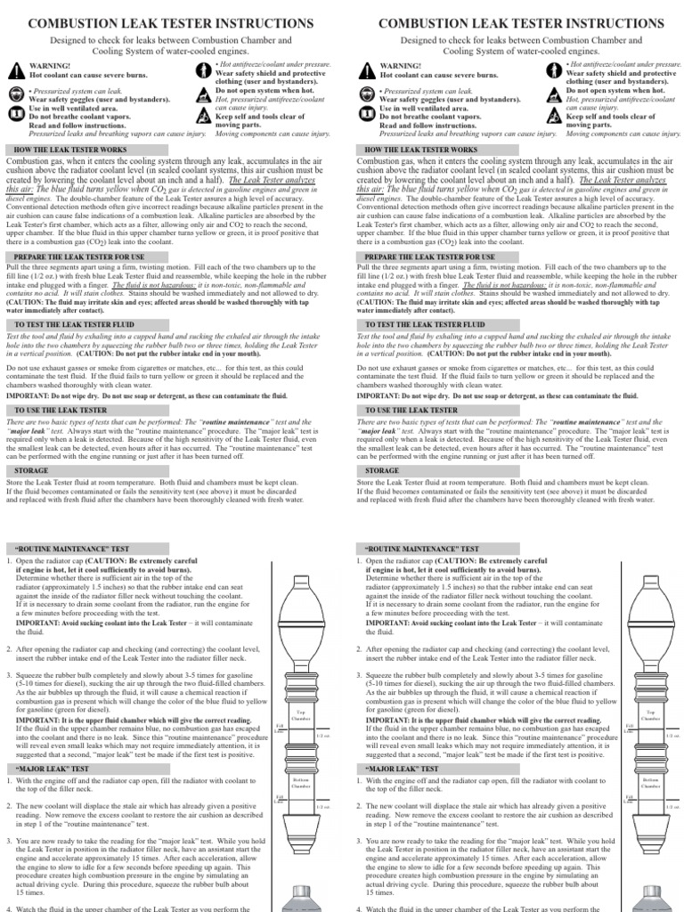 Combustion Leak Tester Instructions Combustion Leak Tester Instructions ...