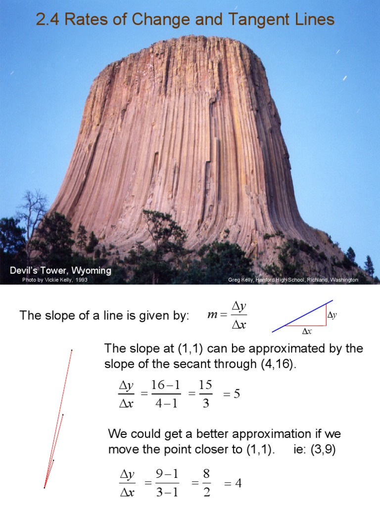 Lecture 2.4 Rates of Change and Tangent Lines | PDF | Slope | Tangent