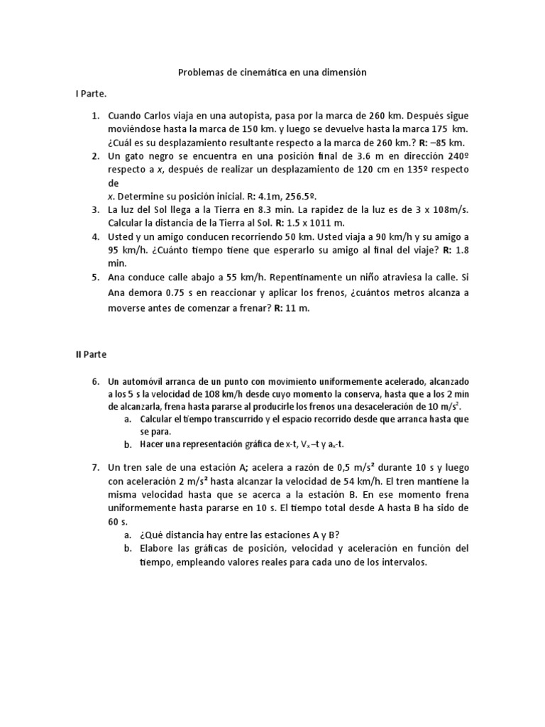 Practica 1 Problemas Sin Resolver | PDF | Velocidad | Aceleración