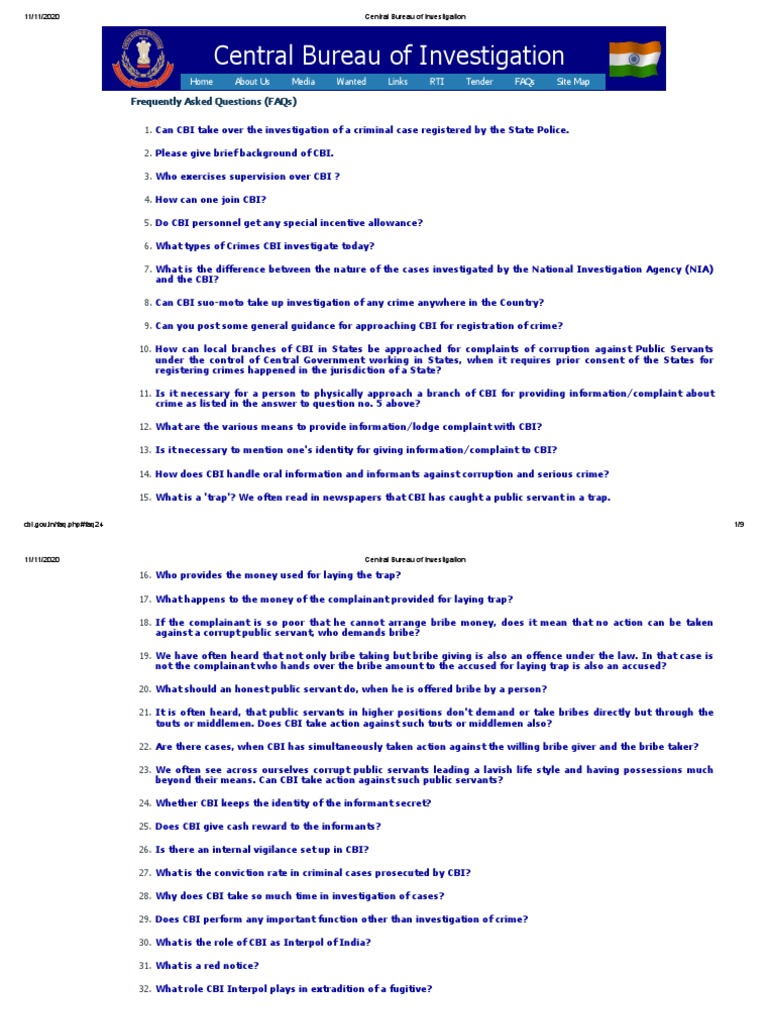 Central Bureau of Investigation Sss | PDF | Bribery | Legal Action