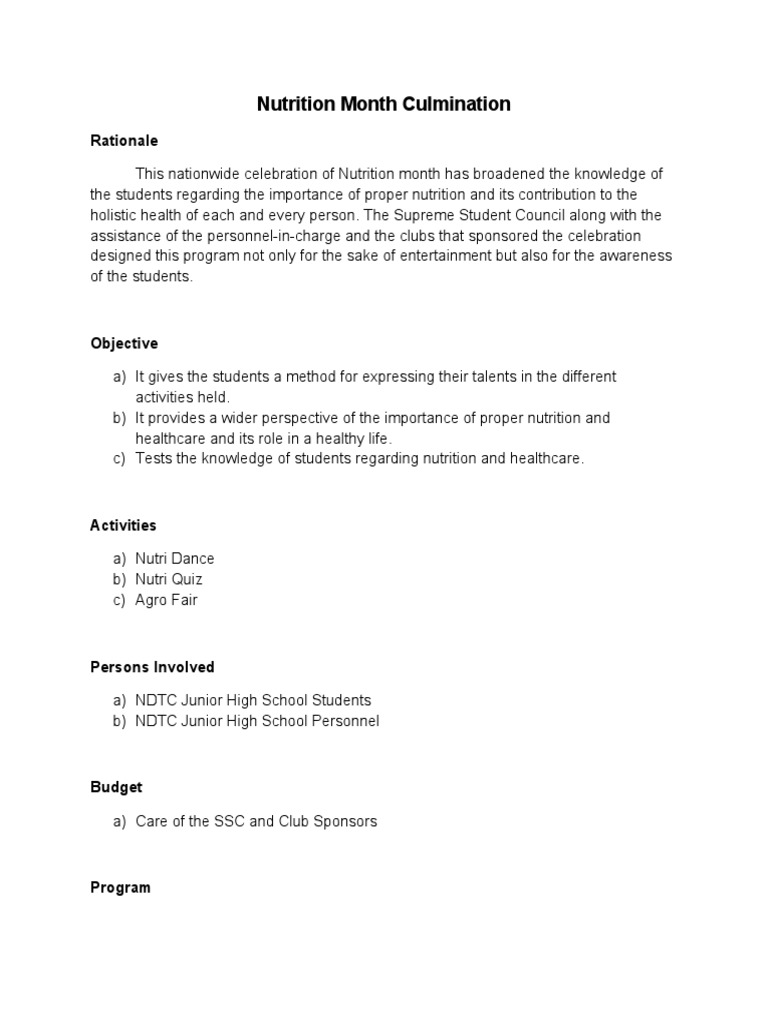 Nutrition Month Culmination | PDF