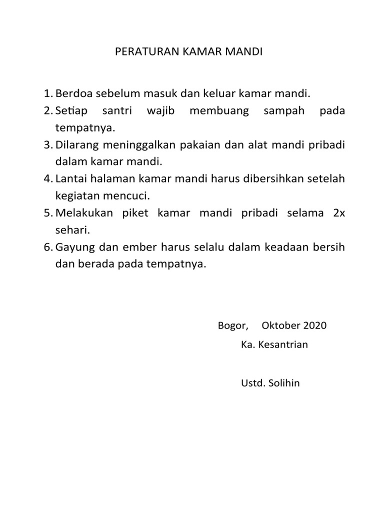Peraturan Kamar Mandi Pdf