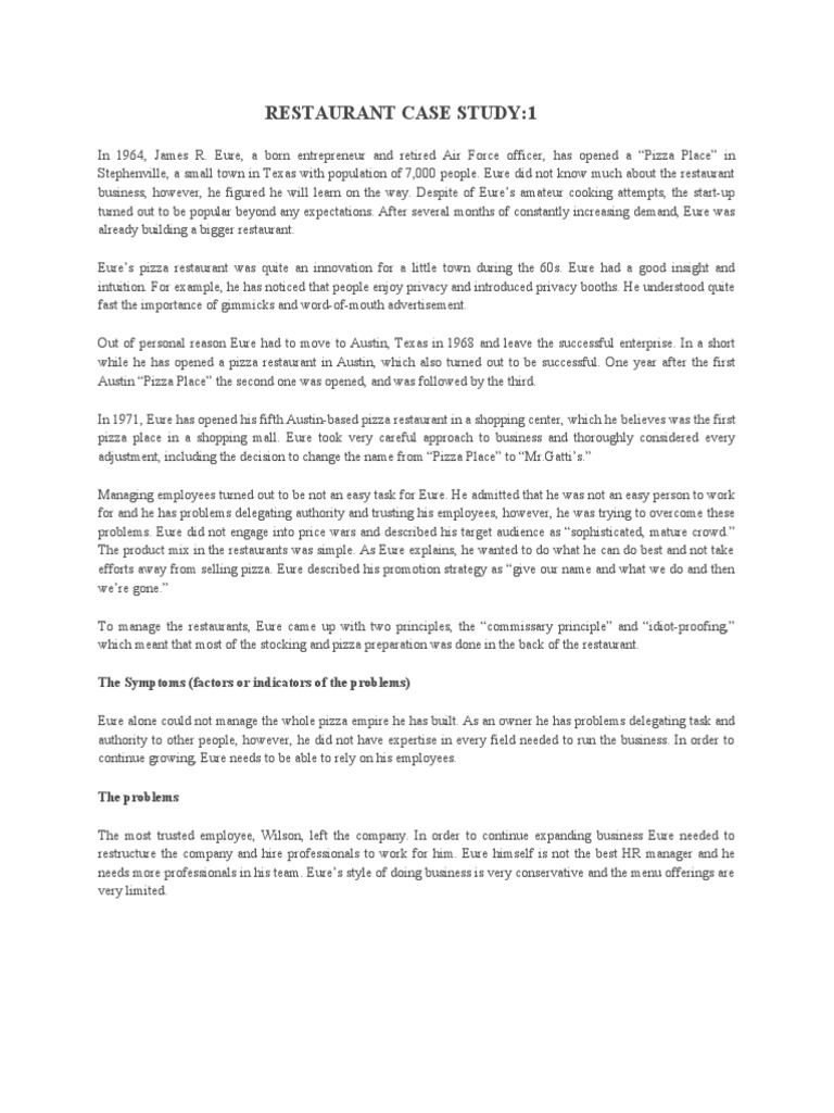 Restaurant Case Study | Download Free PDF | Business | Marketing