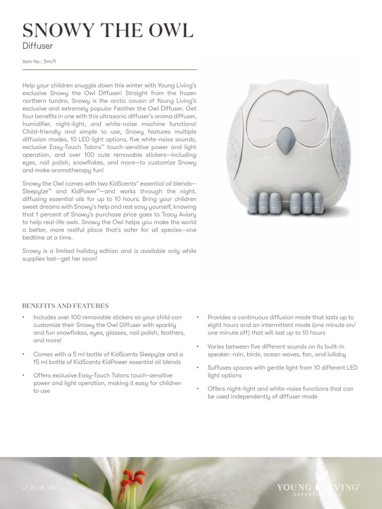 Snowy The Owl Diffuser - PIP - US | PDF | Owl | Nature