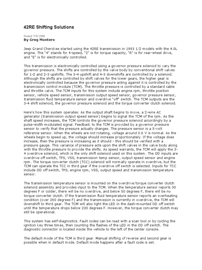 42RE Shifting Solutions | Download Free PDF | Transmission (Mechanics ...