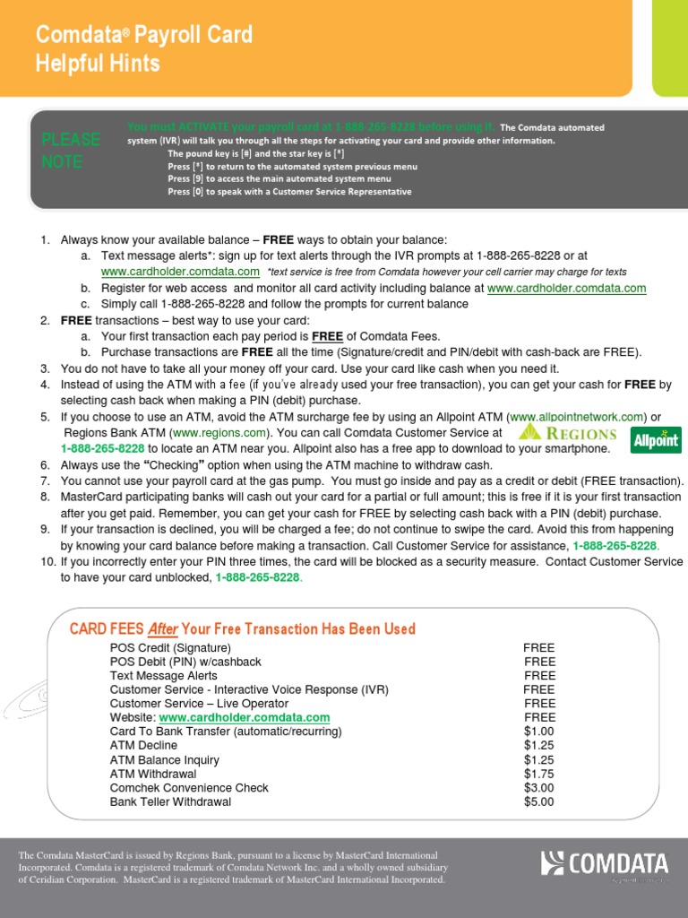 Maximizing the Benefits and Minimizing the Costs of the Comdata Payroll ...