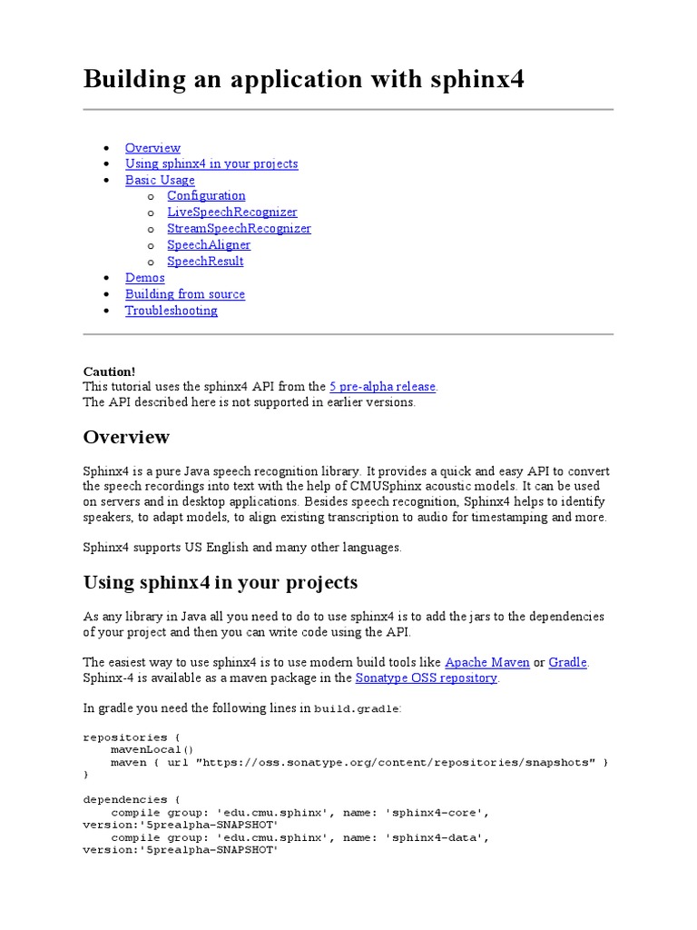 Building An Application With Sphinx4 | PDF | Computing | Computer Programming