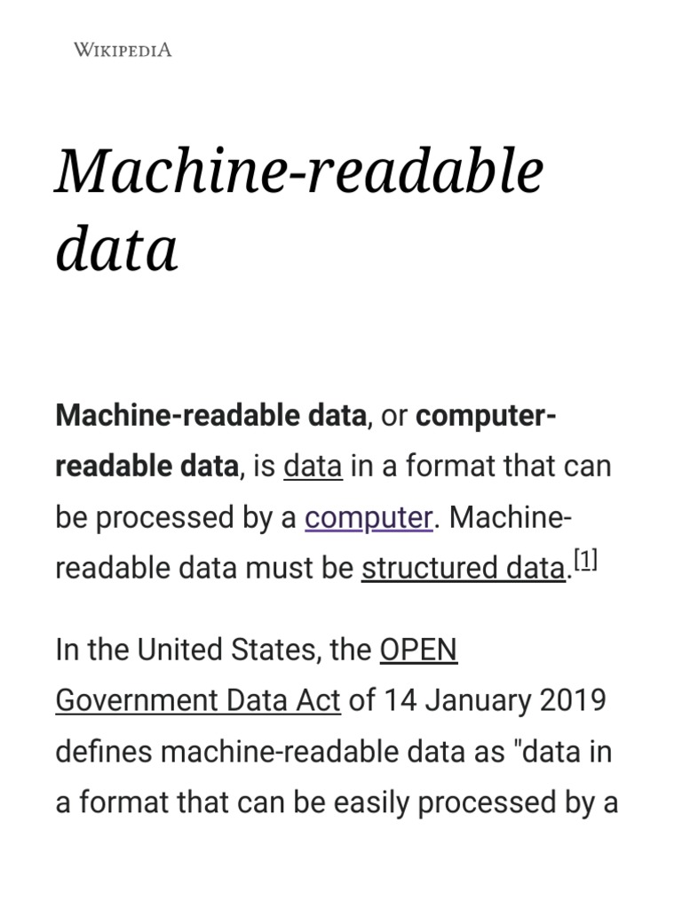 Machine-Readable Data - Wikipedia | PDF | Information Retrieval ...