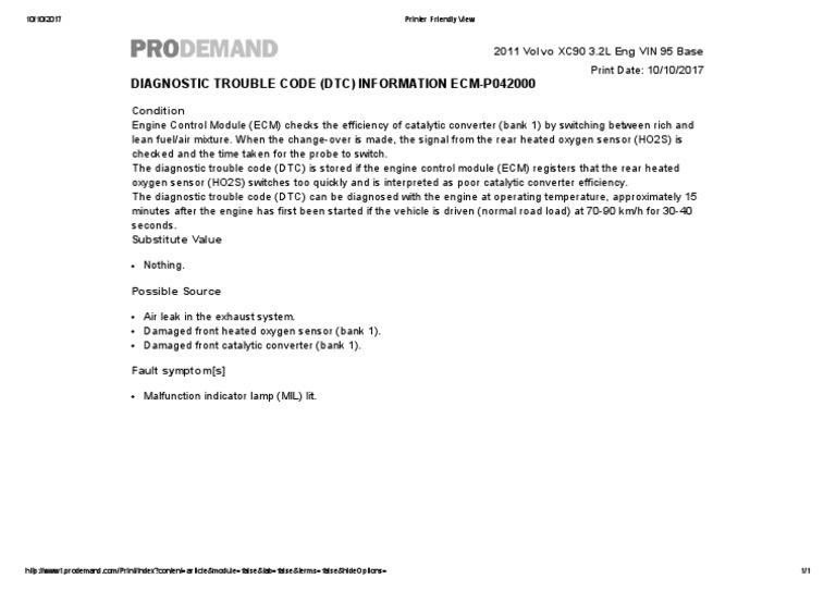 Diagnostic Trouble Code (DTC) Information Ecm-P042000 | PDF