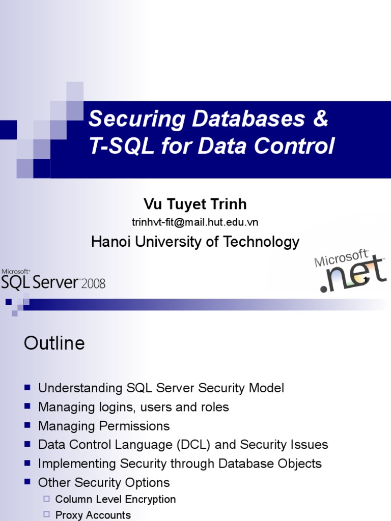 Session5 TSQL DCL | PDF | Databases | Microsoft Sql Server