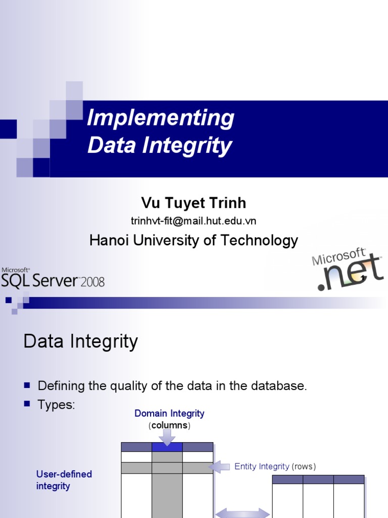 Implementing Data Integrity: Hanoi University of Technology | Download Free PDF | Relational ...