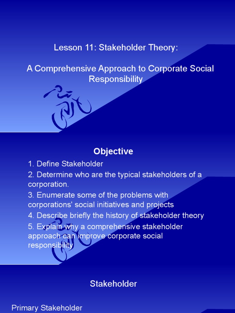 HBM 122 Lesson 11 Stakeholder Theory A Comprehensive Approach To CSR | PDF